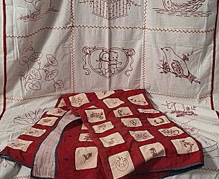 Antique C1900 Redwork Quilt Comfort & Counterpane Auction