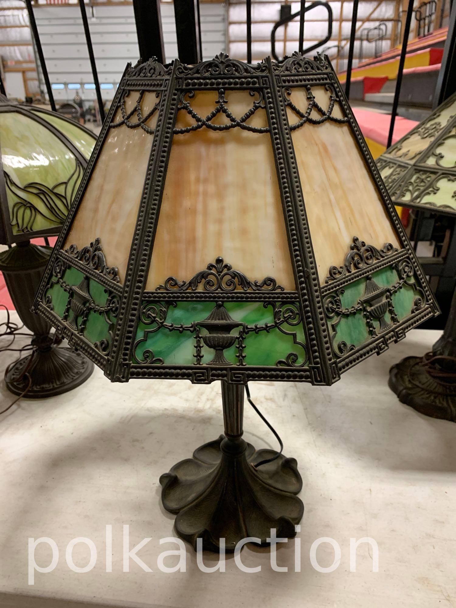 Antique Miller 1315 Slag Glass Panel Lamp (#35414) on Feb 03, 2023 ...