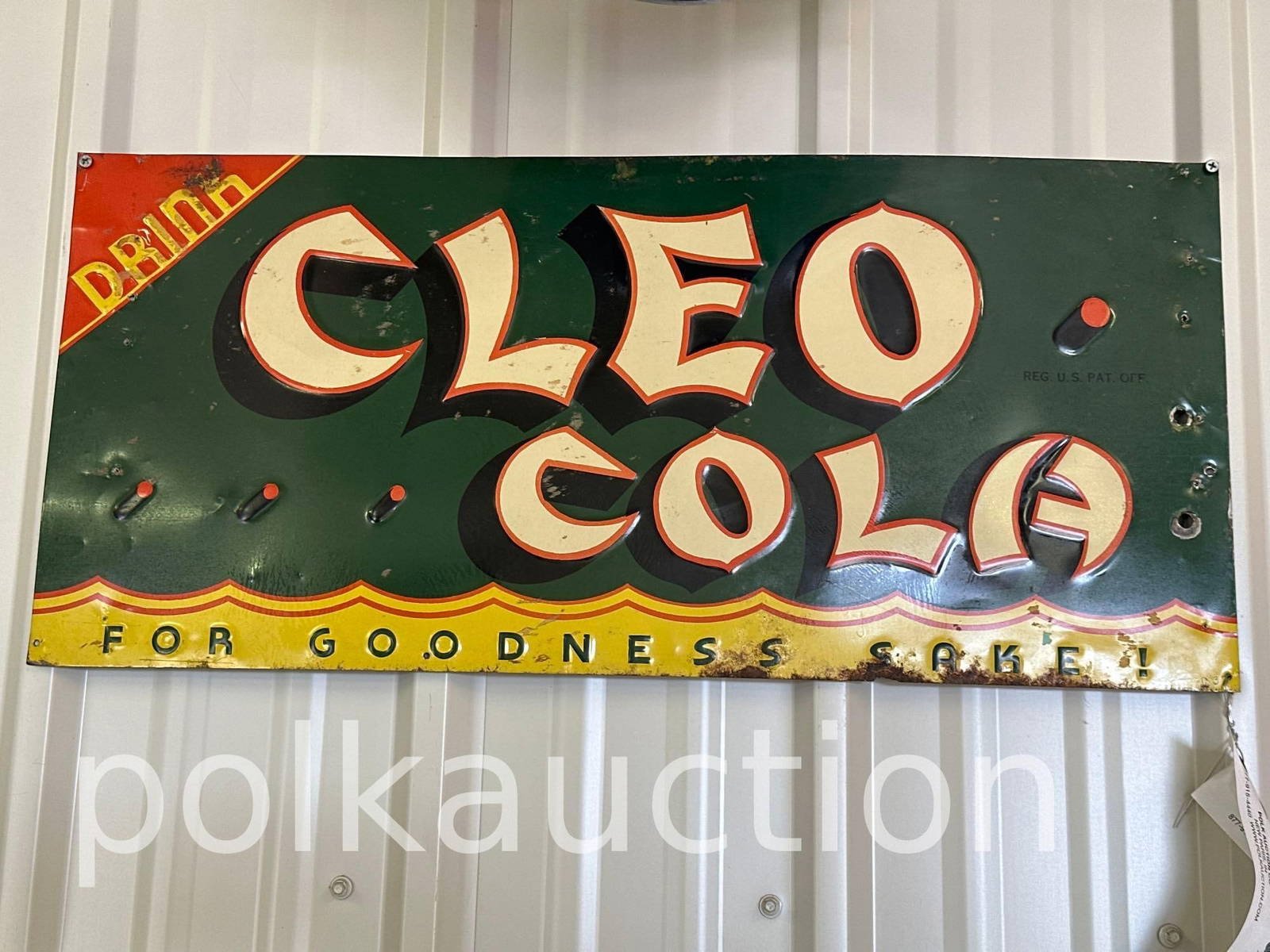 2193-cleo Cola Sign **no Shipping Available** Auction