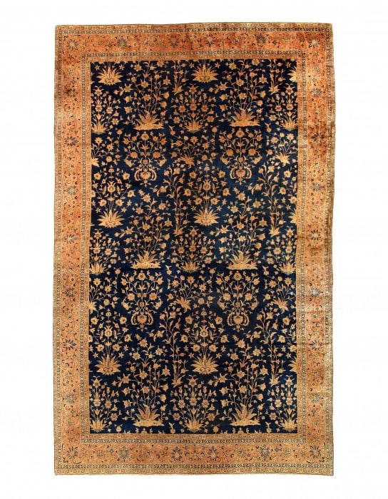 Buy Navy Blue Fine Hand Knotted Antique Larestan 11'x 24' | Pasargad ...