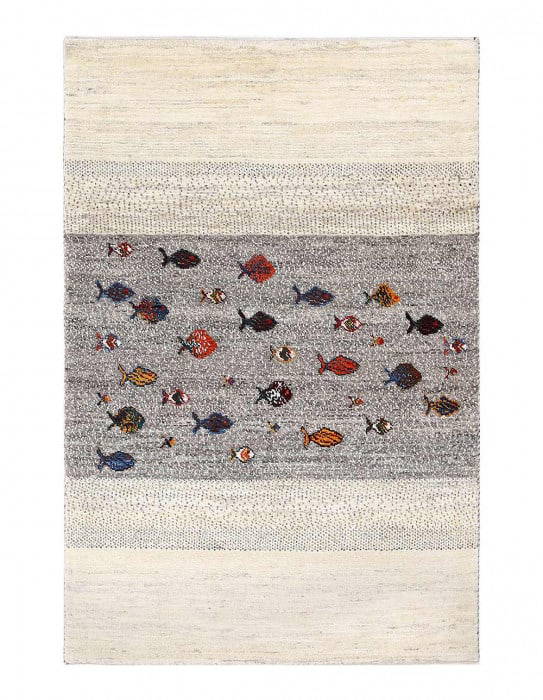 Fine Hand Knotted Persian Fish Gabbeh 2'9'' X 4'2'' Auction