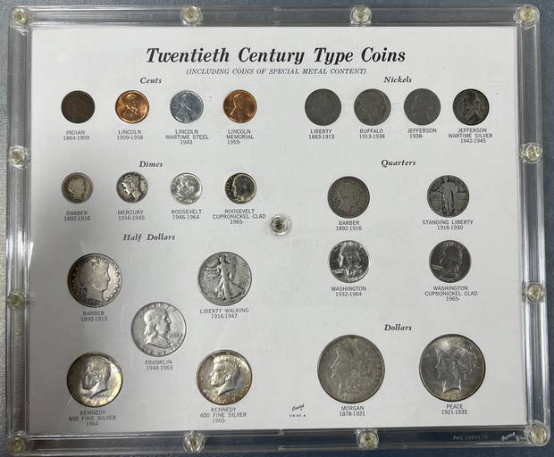 U.s. 20th Century Type Coin Display