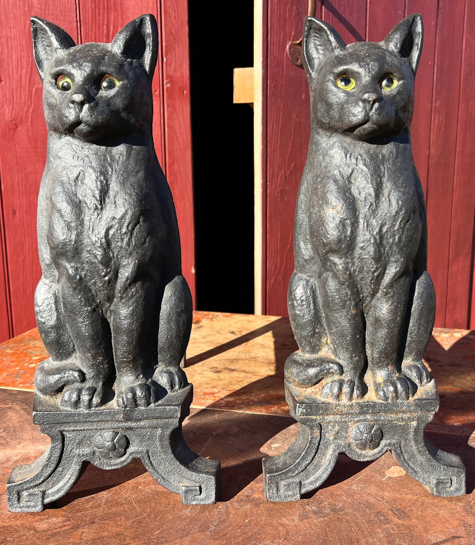 Antique Black Cat Cast Iron Figural Andirons Auction