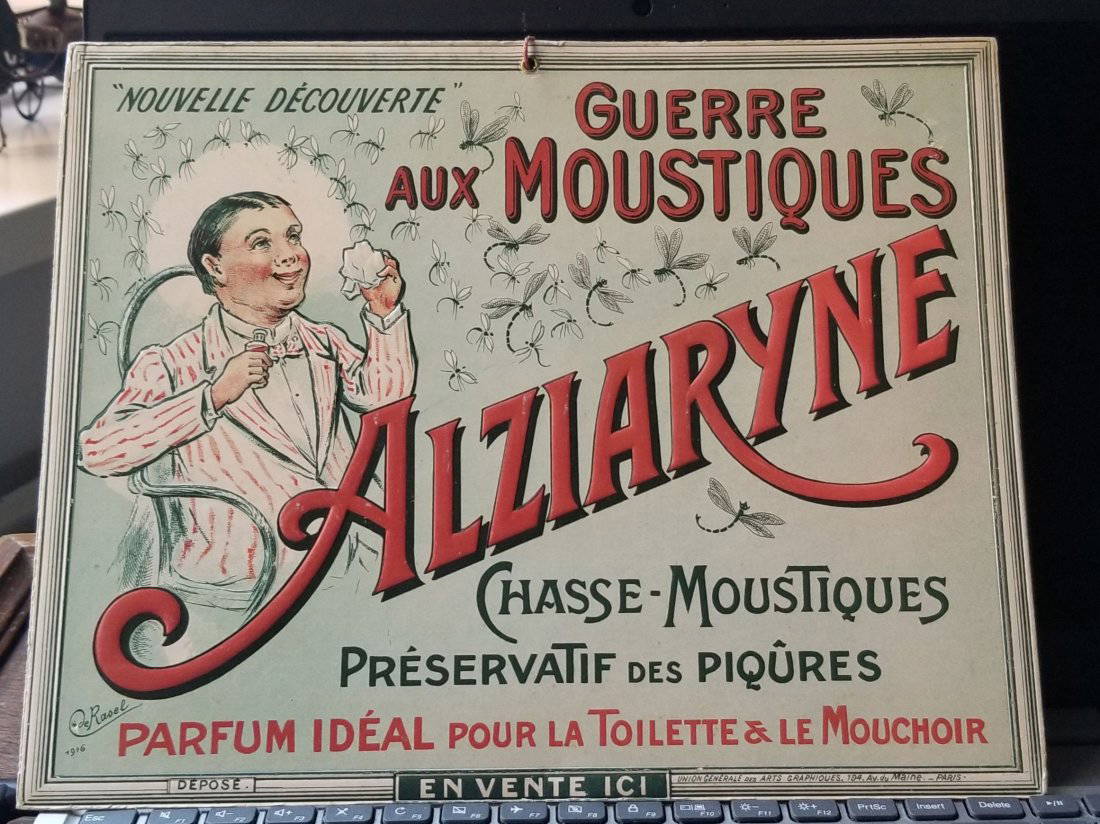 Mosquito Repellant Advertising Sign ~ French 1916 Auction