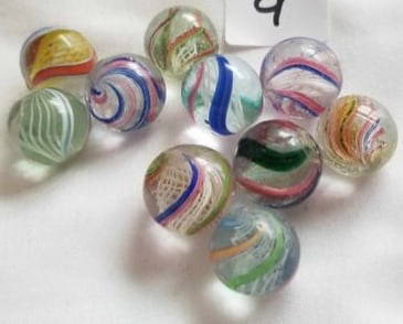 Antique German Handmade Marbles ~ Pontil Marks ~ Lot 9 Auction