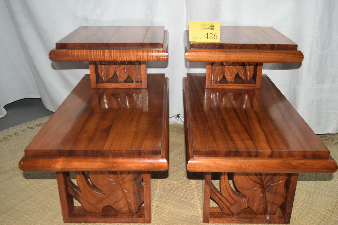 CARVED KOA APE TIERED END TABLES - Jul 11, 2020 | McClain's Ultimate ...
