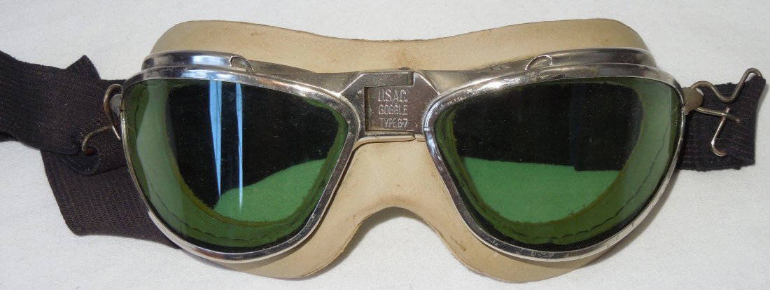 Wwii Usaaf Type B 7 Flying Goggles With Green Lenses