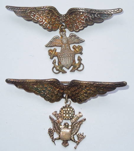 Wwii Us Army & Navy Sterling Keep Em Flying Pins Lot