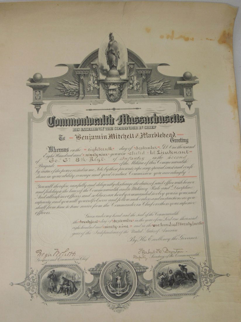 1899 Massachusetts Army Officers Commission Document (#0004) on Dec 04 ...