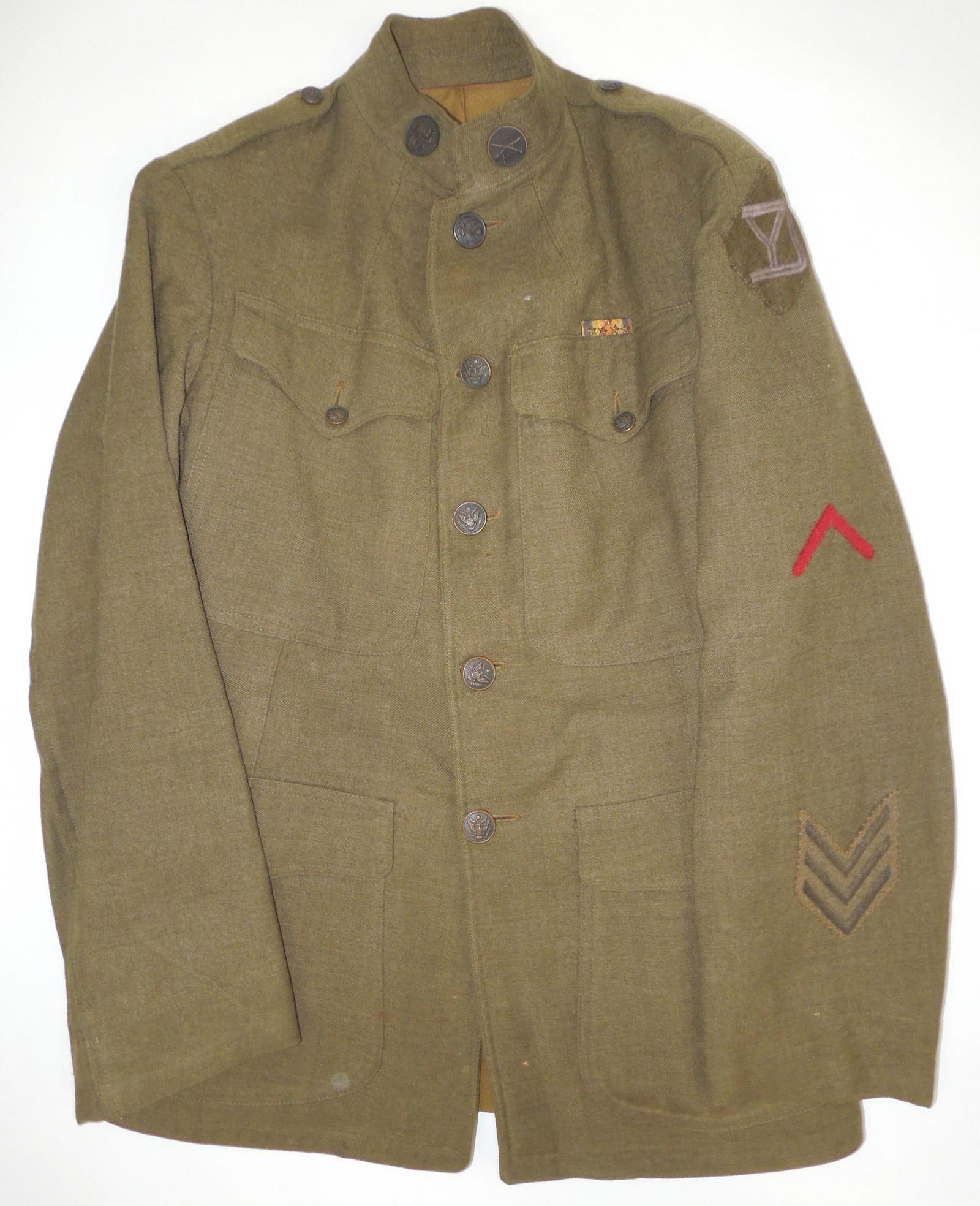 Wwi Us Army 26th Infantry Yankee Division Uniform W/ Patches & Collar Discs