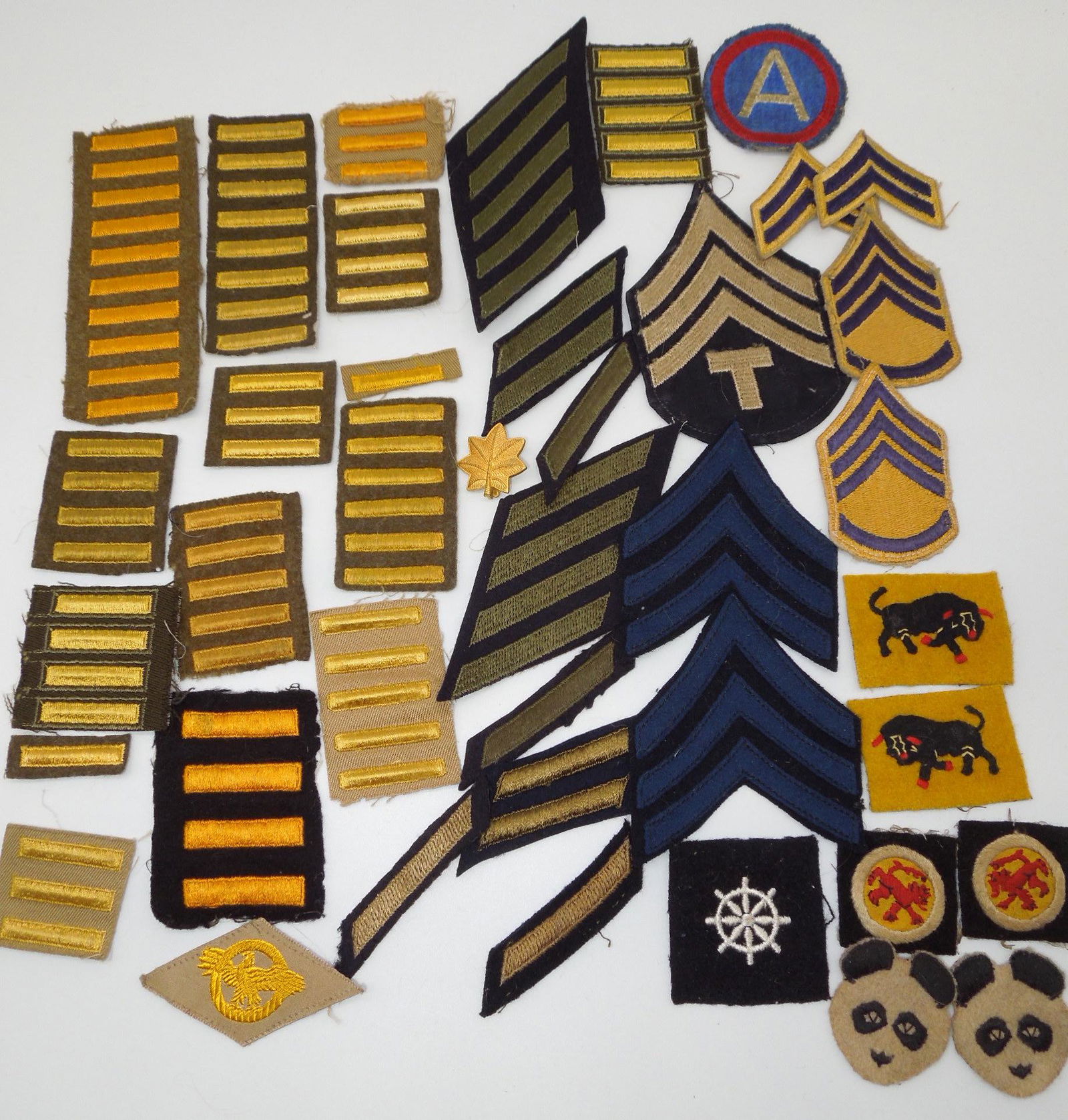 Lot Wwii 50s Us Military Stripes Rank Patches Insignia Overseas Bars