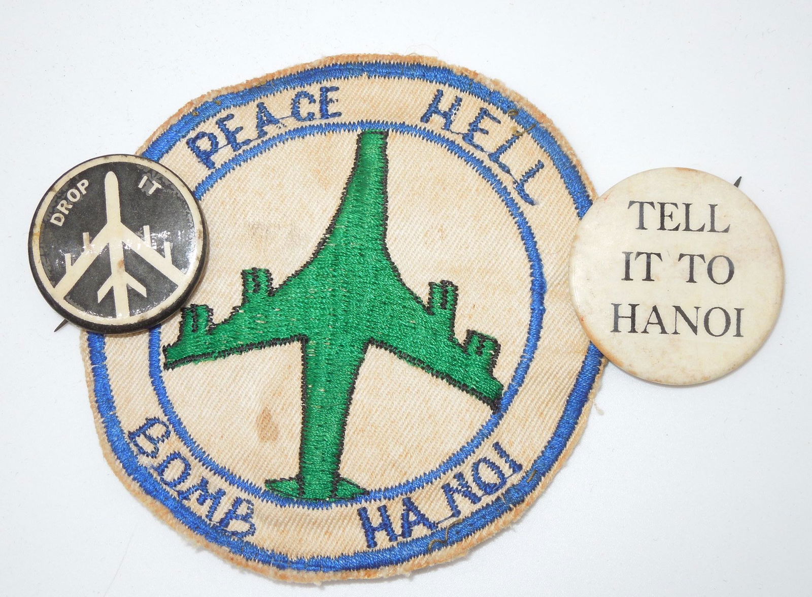 Vietnam Peace Hell Bomb Hanoi Patch & Button Pins