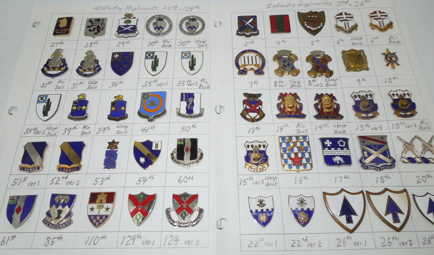 Vintage Us Army Infantry Regiment Dui Unit Crest Pins Collection