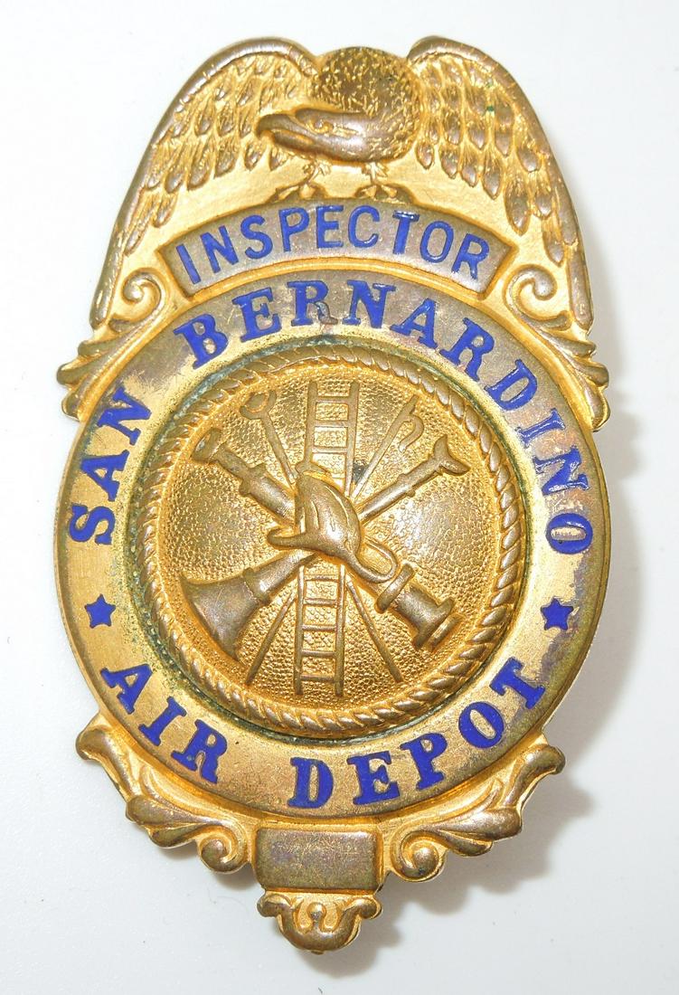 Wwii San Bernardino Air Depot California Fire Inspector Badge