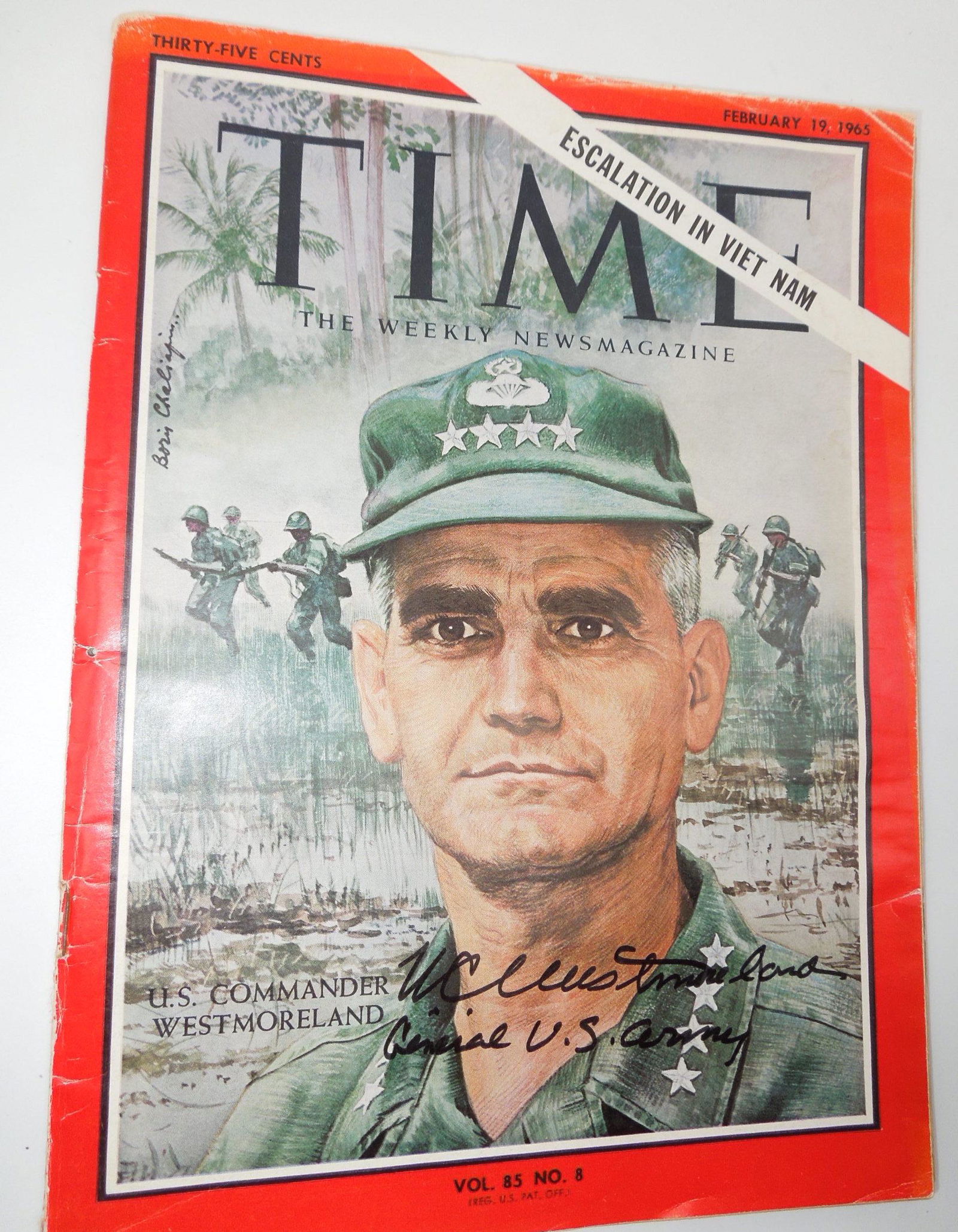 1965 Time Magazine Signed By Vietnam Us Army General William Westmoreland