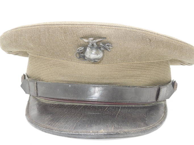 Wwii Usmc Officer Marine Corps Visor Cap Hat & Ega