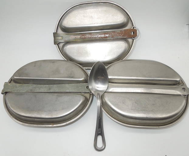 Lot (3) Korean War Vietnam War Us Military Mess Kits