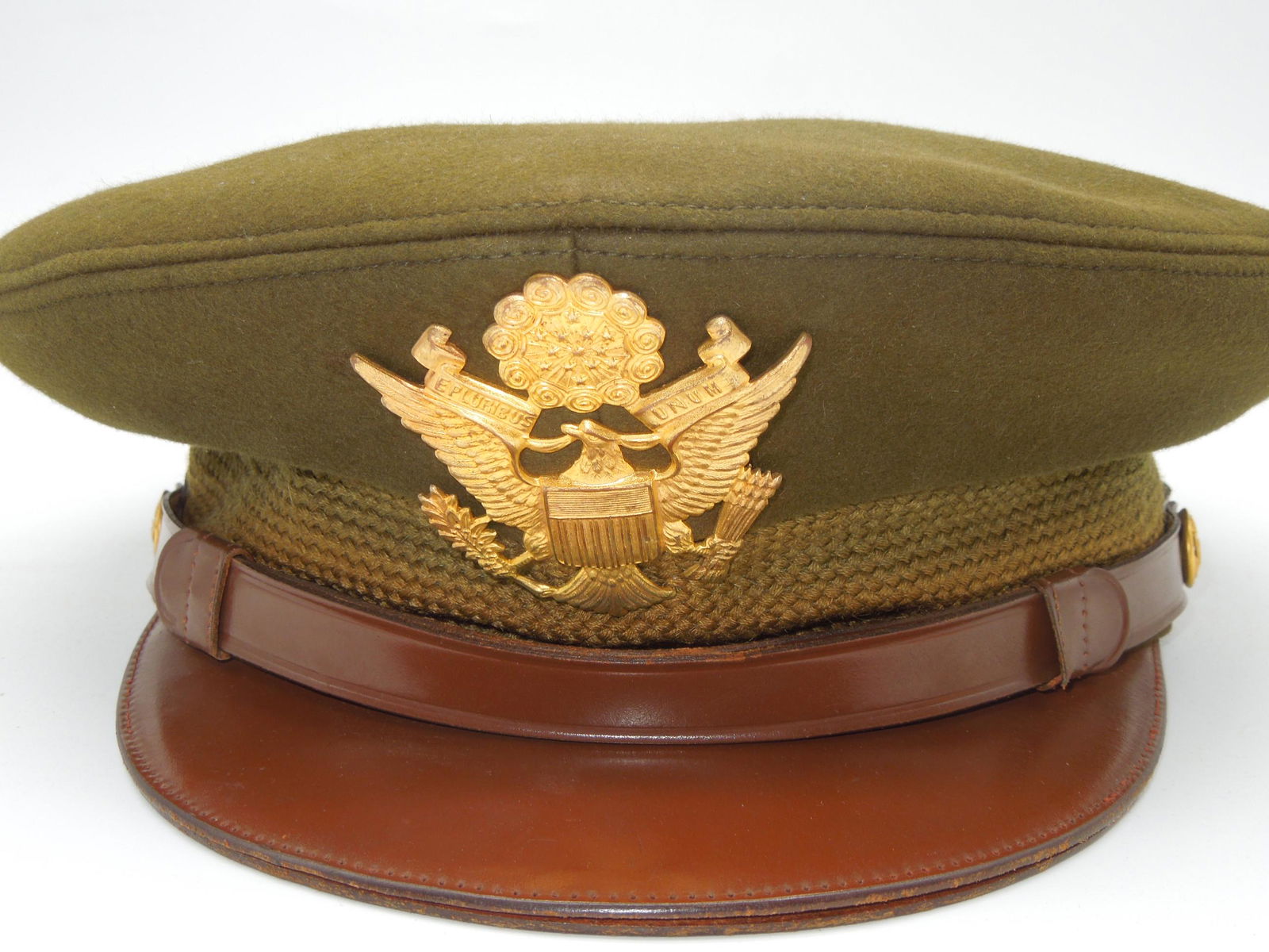 Wwii Us Army & Aaf Army Air Force Officer Visor Cap Hat