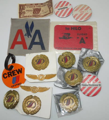 Vintage Lot Civilian Aviation Airline Wings Badges Buttons Patches