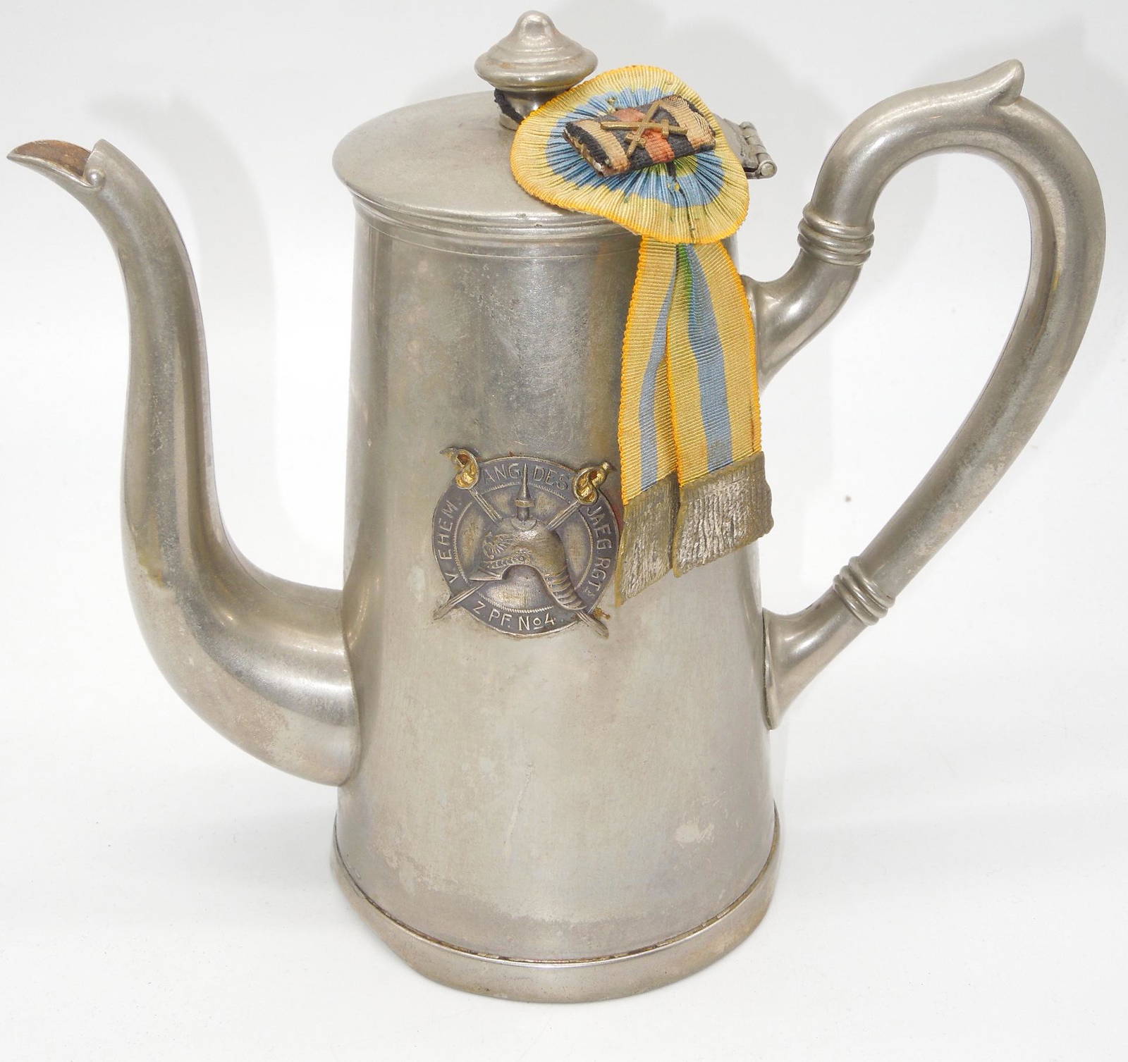 Wwi German 4th Jager Infantry Regiment Tea Pot & Hindenburg Ribbon Auction