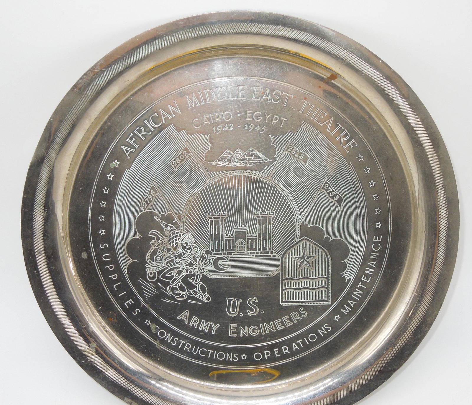 Wwii Us Army North Africa Command Engraved Engineers Plate Auction
