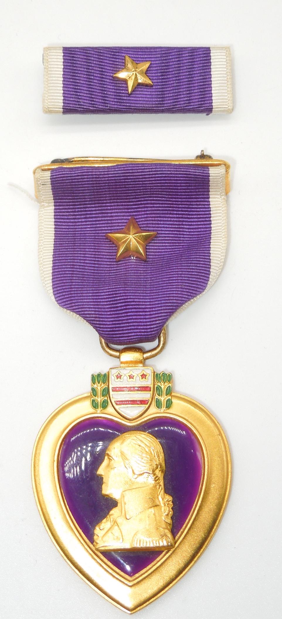 Wwii Us Navy & Usmc Type Ii Purple Heart Medal, Ribbon, & Star Auction