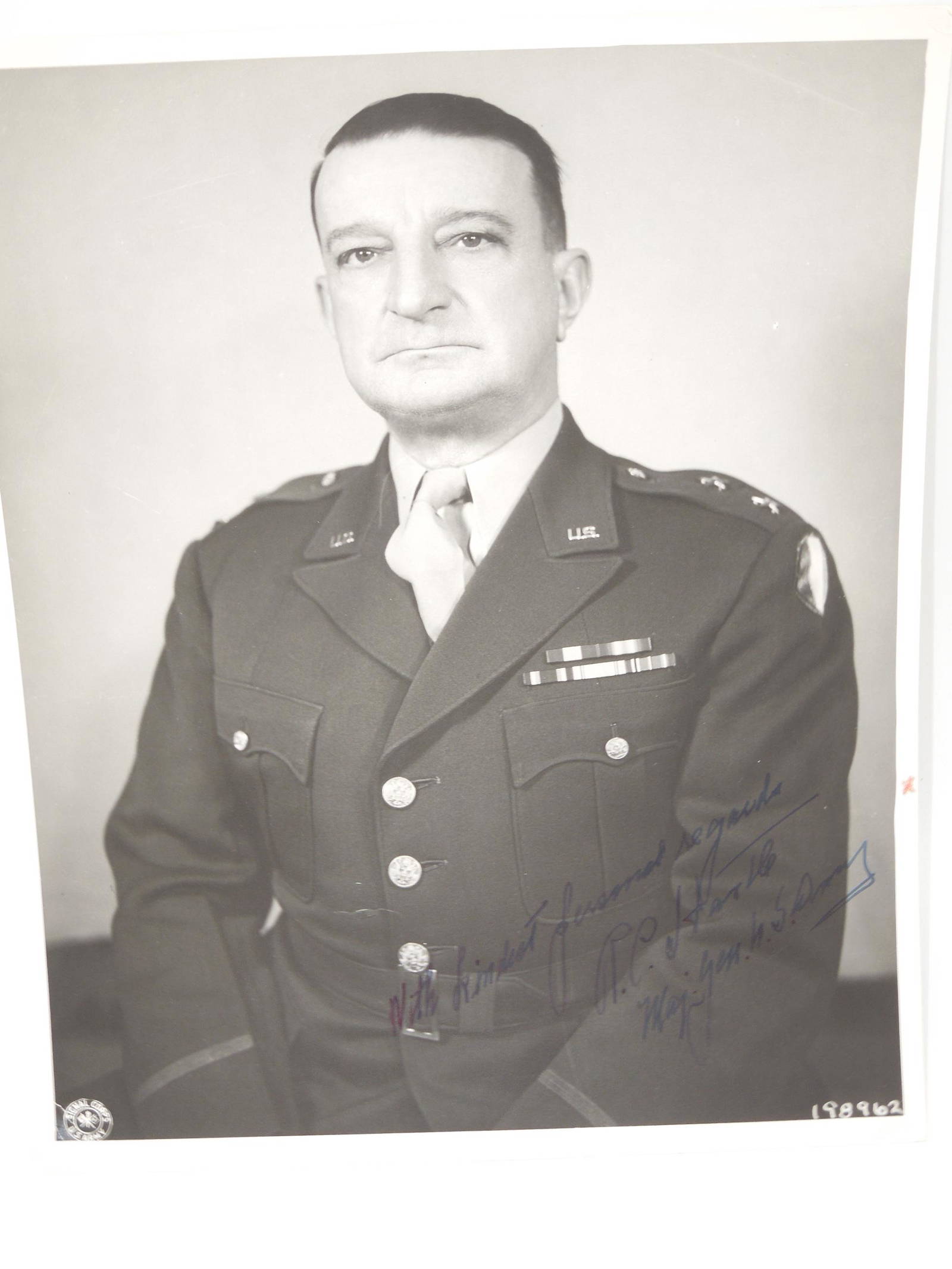 Signed Autographed Photo Us Army Wwii General Hartle Auction