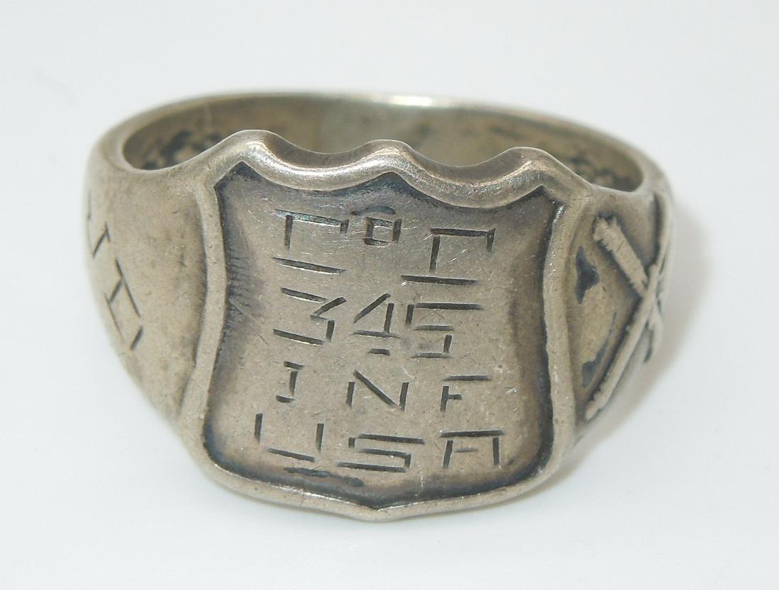 Wwi Sterling Us Army 345th Infantry Regiment Ring