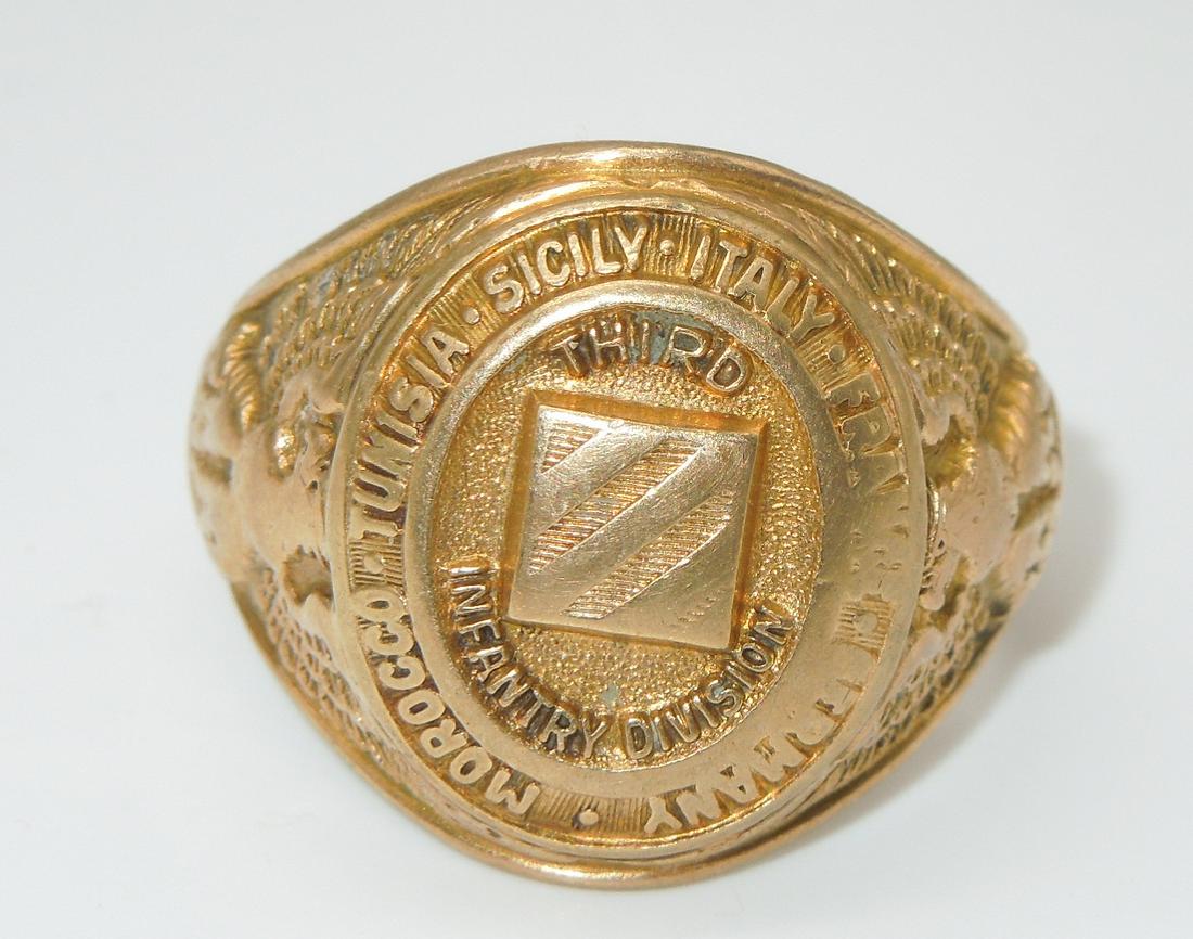 Wwii 10k Gold Us Army 3rd Infantry Division Ring Auction