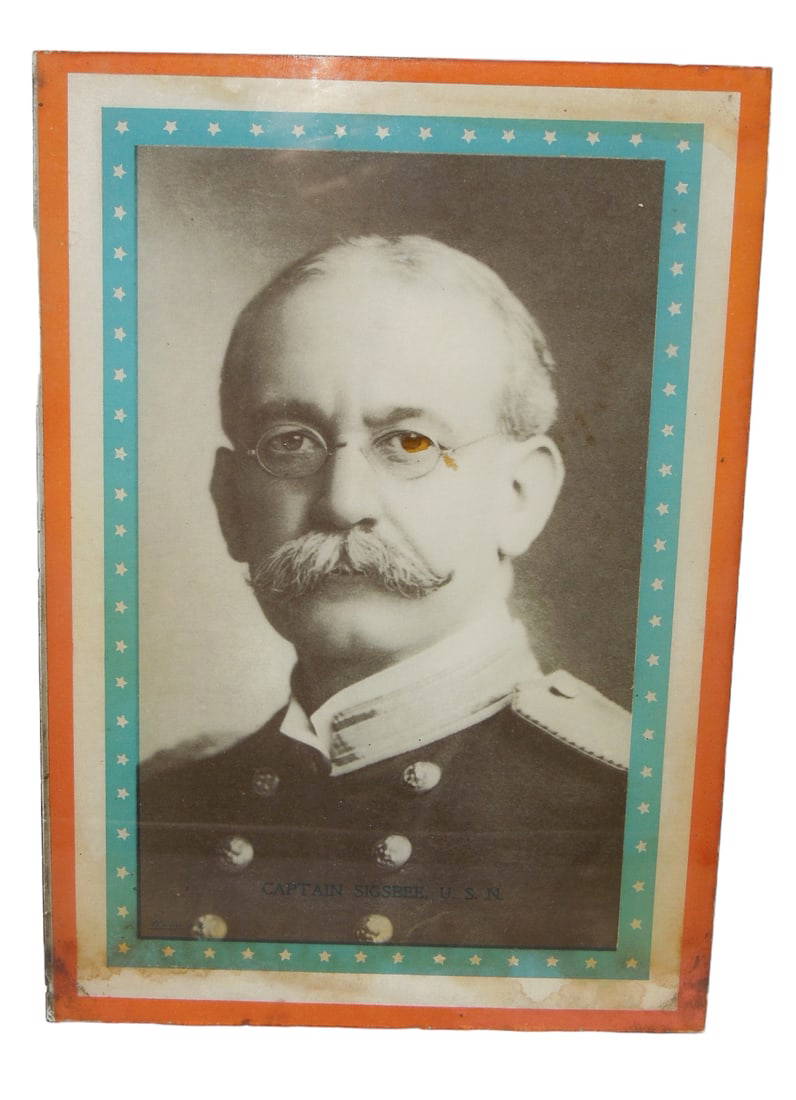1800s Usn Navy Spanish American War Saw Uss Maine Captain Sigsbee Glass ...