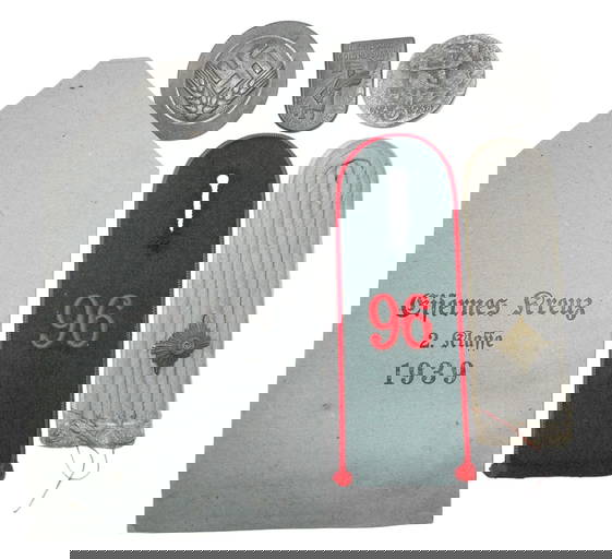 Lot Wwii German Militaria Rad Badge Shoulder Boards Tinnies Ek Envelope