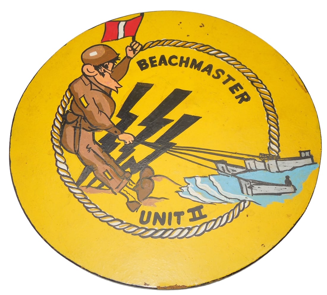 Wwii Us Navy Hand Painted Beachmaster Unit 2 Sign