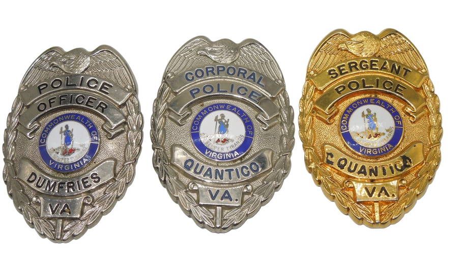 Lot (3) Quantico & Dumfries Virginia Police Badges Officer, Corporal ...