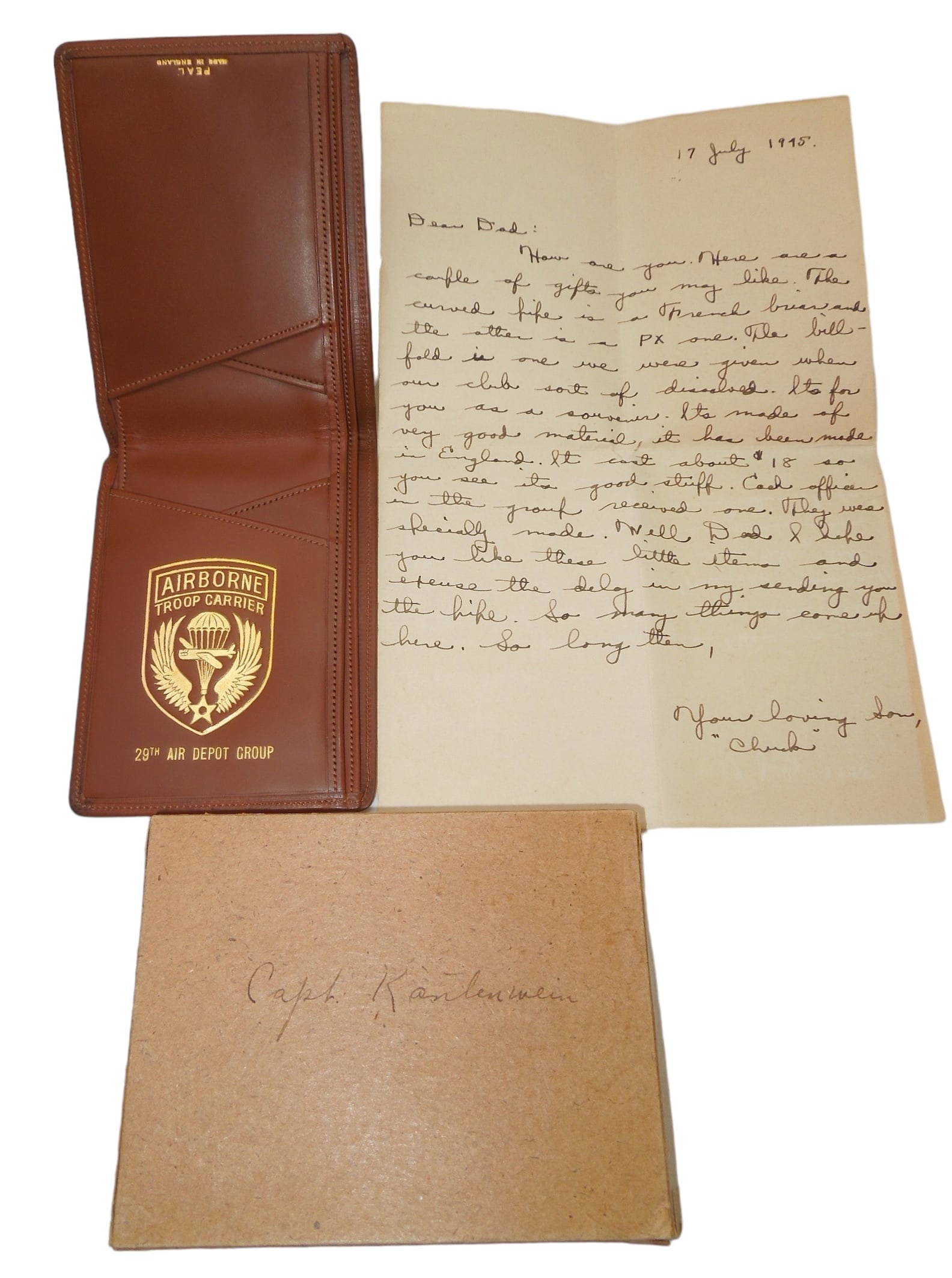 Wwii Us 29th Air Depot Group Airborne Troop Carrier Wallet & Letter Auction