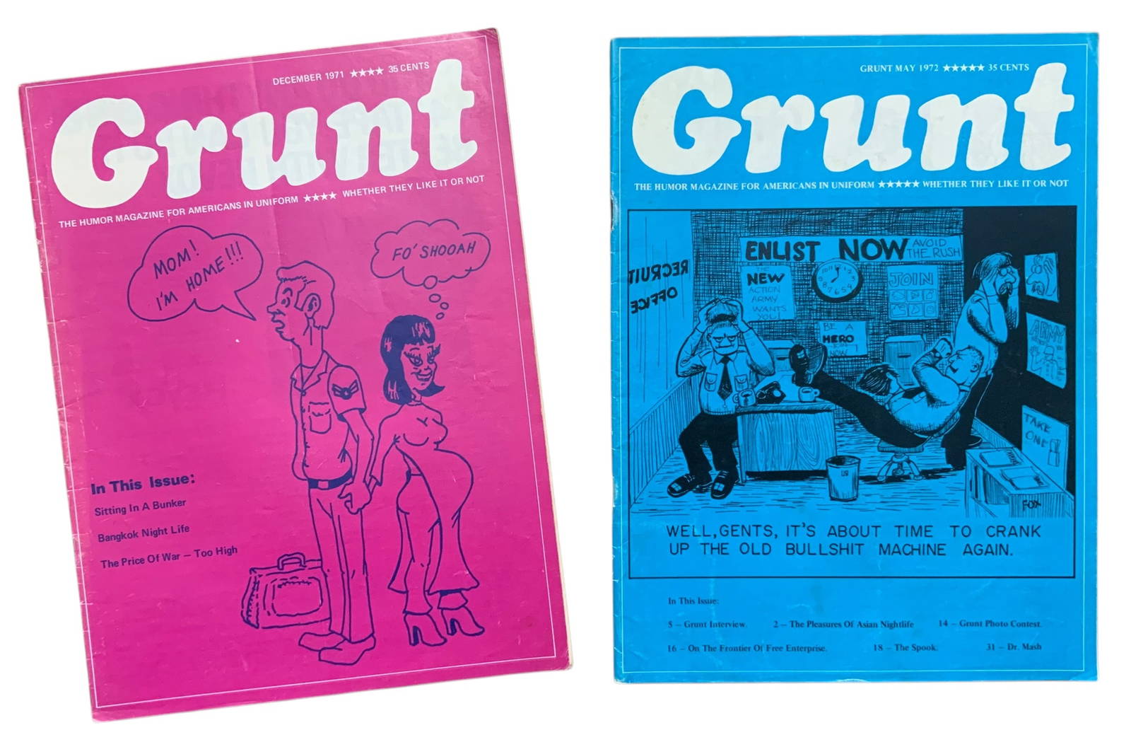 Vietnam Era 1971 & 1972 Grunt Magazine Lot (2) Auction