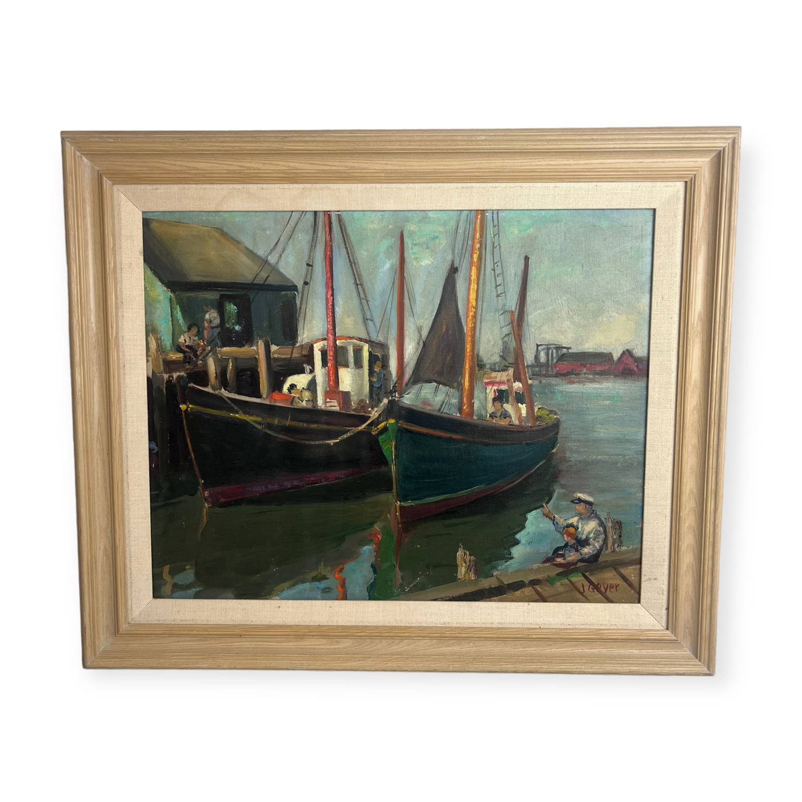 20th C Harbor Scene Signed J Geyer Auction