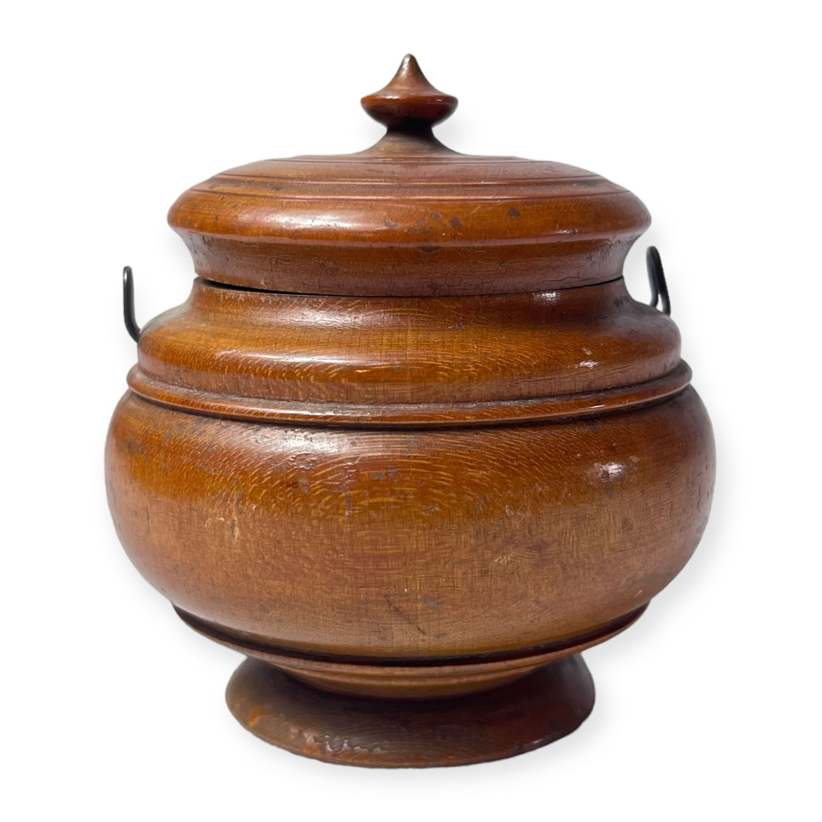 1800s Small Turned Wood Peaseware Spice Container Auction