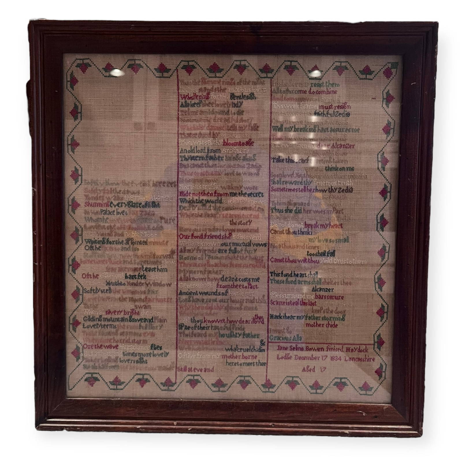 English Sampler Dated 1834 - Haydock Lodge Auction