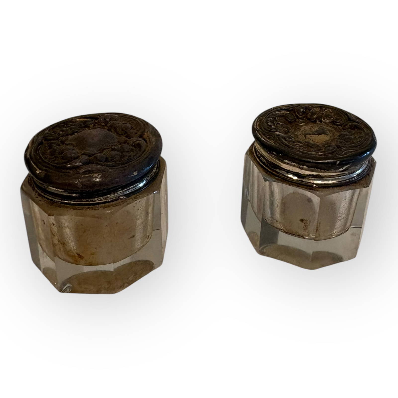 2 Antique Ink Glass Inkwells With Fancy Tops Auction