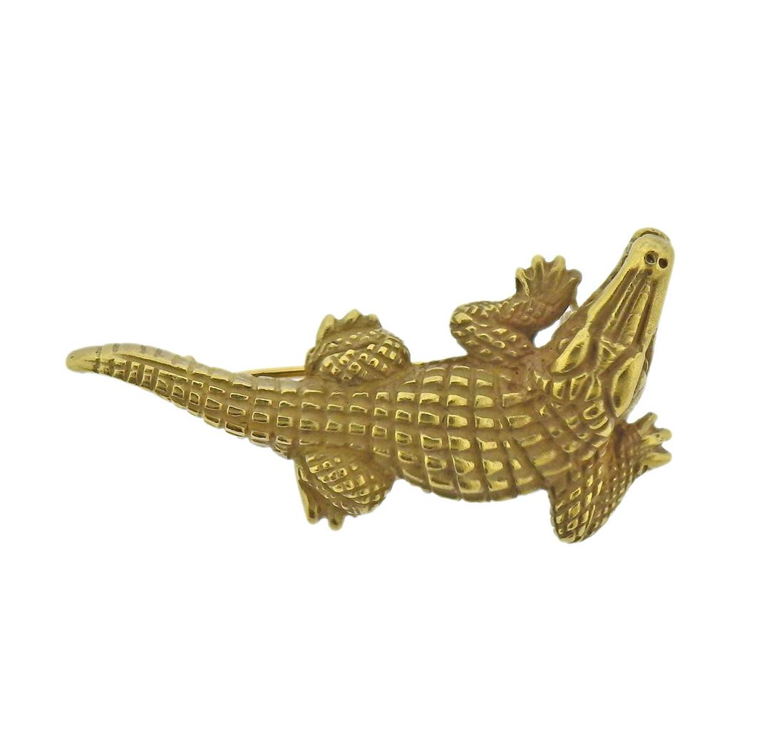 Kieselstein Cord 18k Gold Alligator Brooch Pin