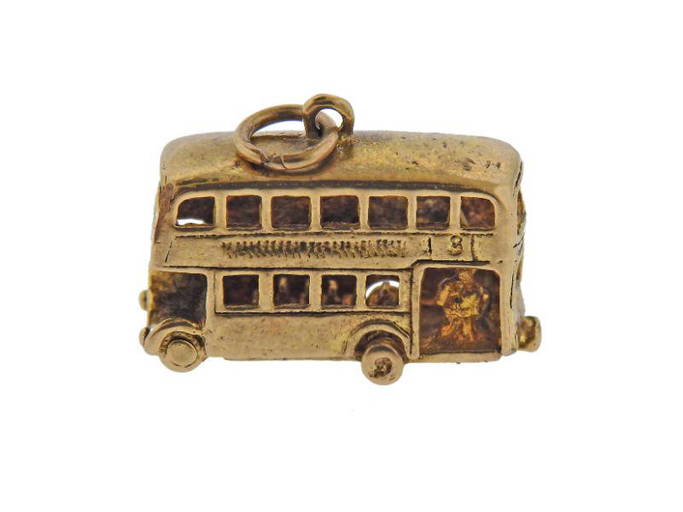 English 9k Gold Bus Charm