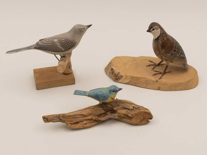 Three Hand Carved Wood Birds By Missouri Carver Harry