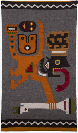 Andean Weaving Depicting A Snake And Figures With