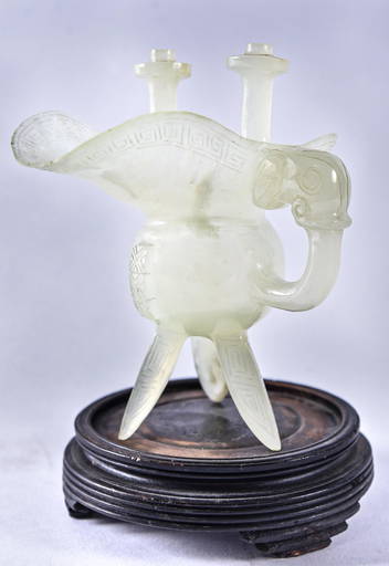 Chinese Jue Anachronistic Ritual Wine Vessel, Jade with (#0067) on Oct ...