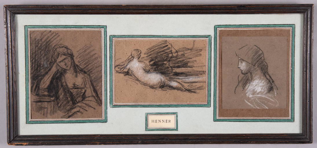 Jean-Jacques Henner, France (1829-1905), Studies, three (#0213) on Oct ...