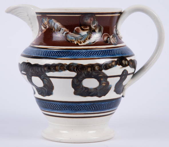 An Antique Mochaware Pitcher, Double Earthworm Pattern - Dec 04, 2021 ...