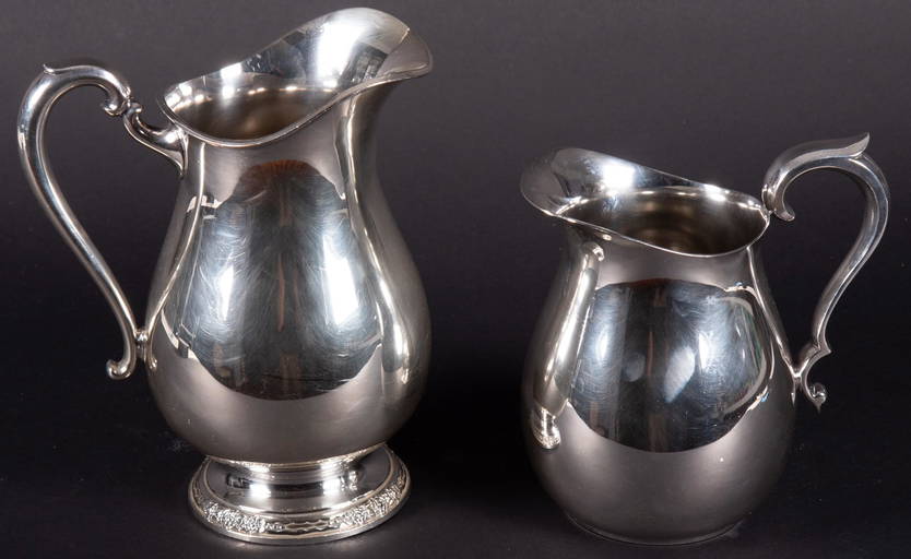 Two Silver Plate Water Pitchers