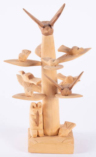 Sabitina Lopez Ortiz, New Mexico 20th Century, Tree Of Life, Wood Carving