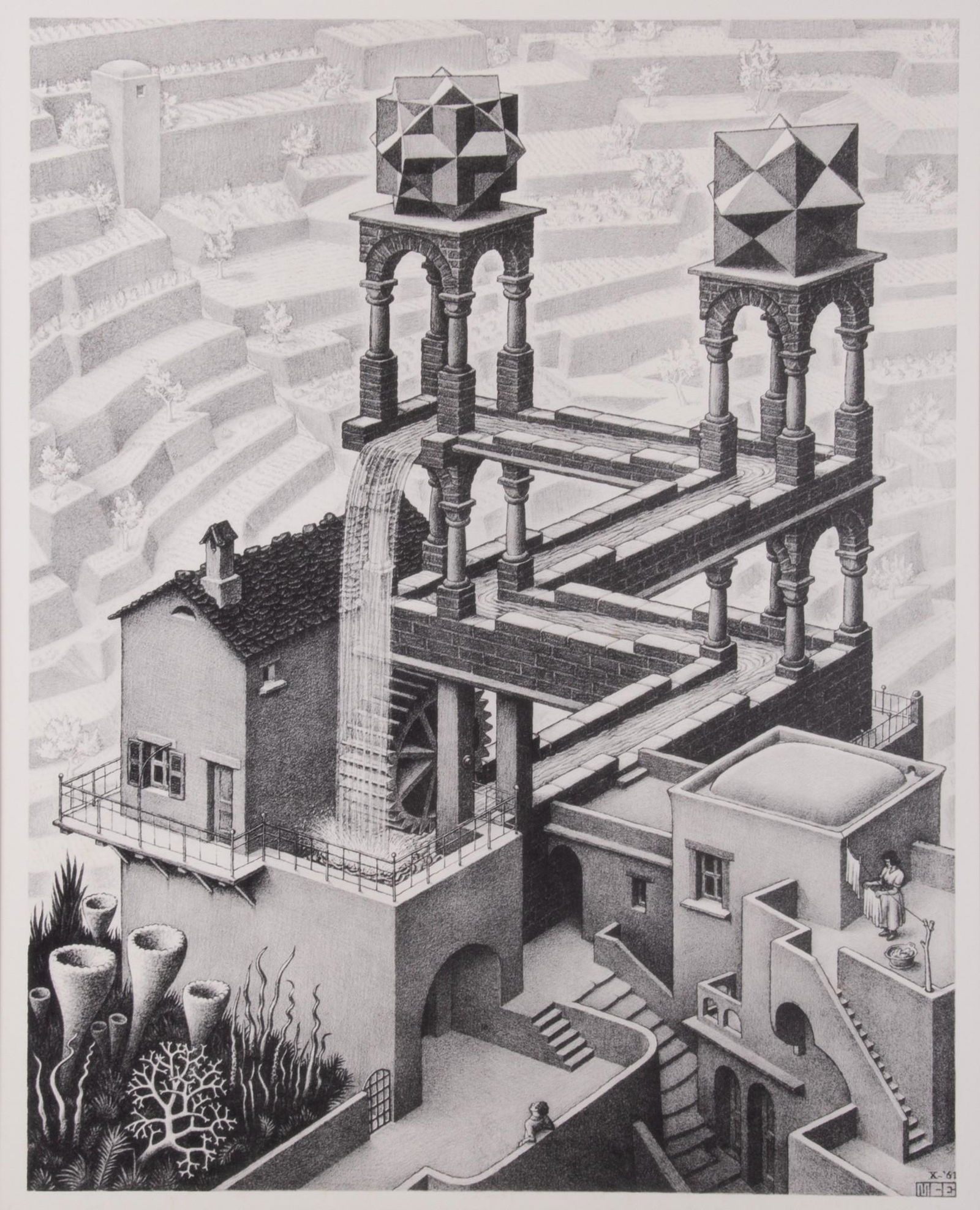 M.C. Escher, Waterfall, 1961, offset lithograph (#0333) on Dec 10, 2022 | Link Auction Galleries ...