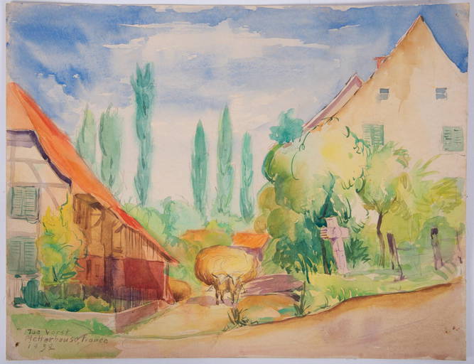 Joseph Paul Vorst, (1897-1947), Pfetterhouse, France, 1939, watercolor ...